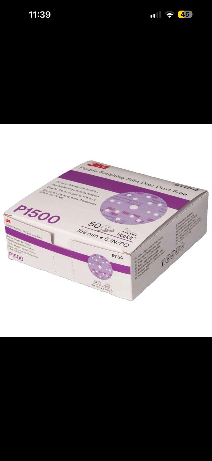 3M 51154 PURPLE FILM 15H 260L DISCS P1500 PK50 - FINISHING POLISHING ...