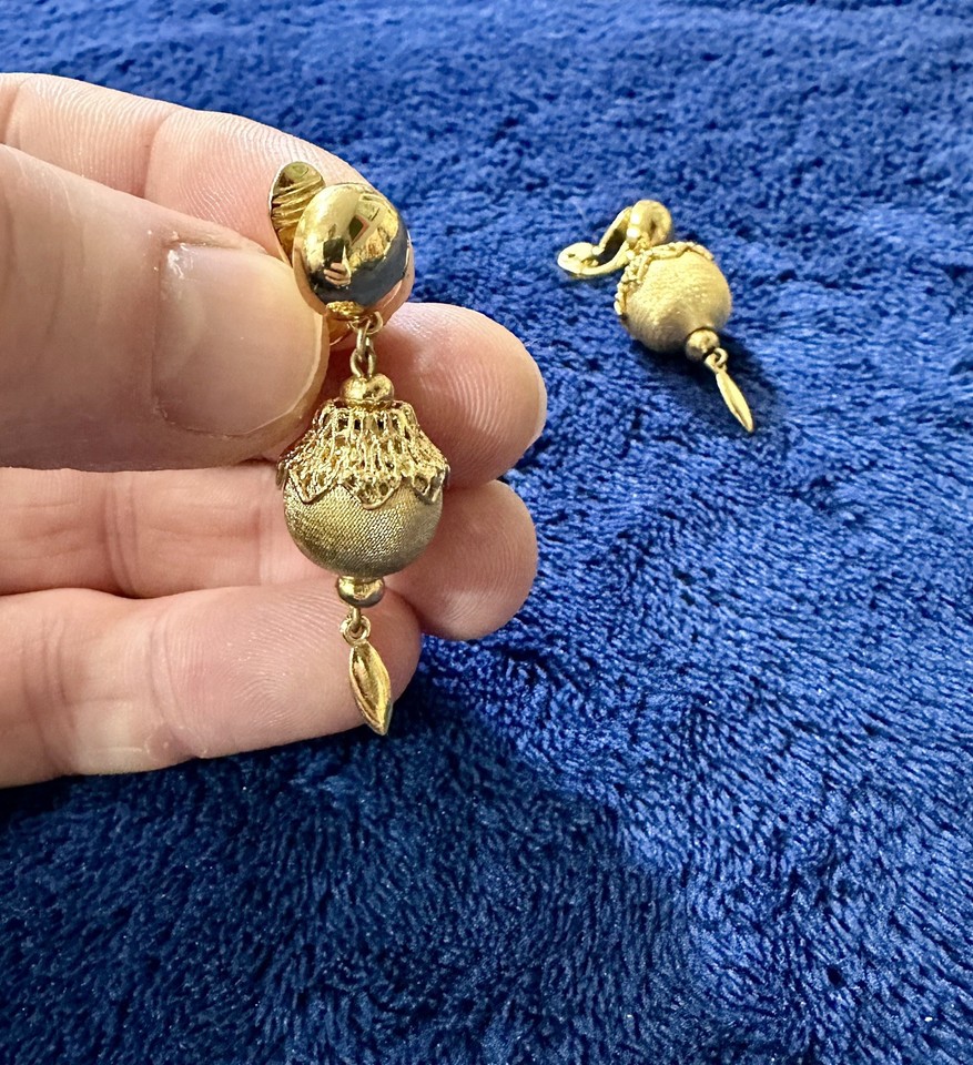 Vintage Monet Large Single Gold Ball Clip On Earrings Brand Name ...
