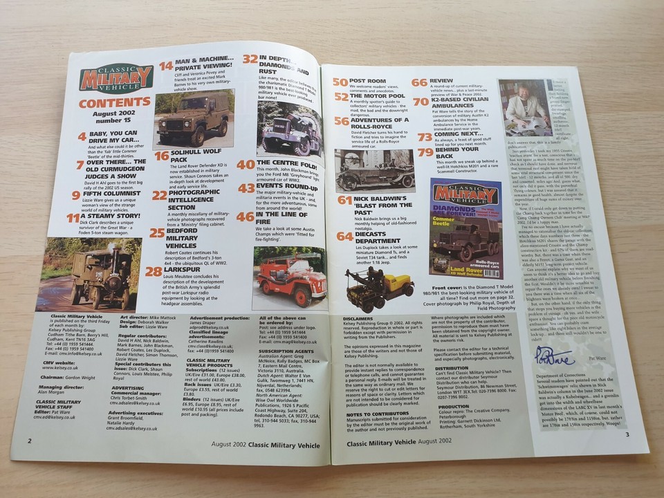 Classic Military Vehicle Magazine Issue 15 August 2002 Commer Beetle ...