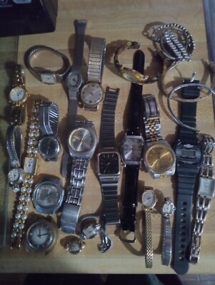 Vintage Antique Huge Watch Lot Untested Wrist Watches Men’s Women’s ...