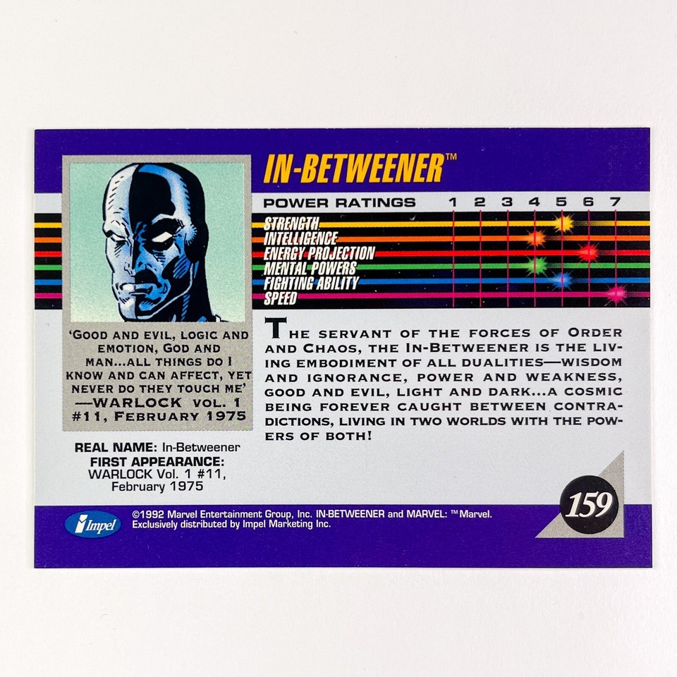 Marvel Impel 1992 In-Betweener Cosmic Beings Card 159 Series 3 MCU ...