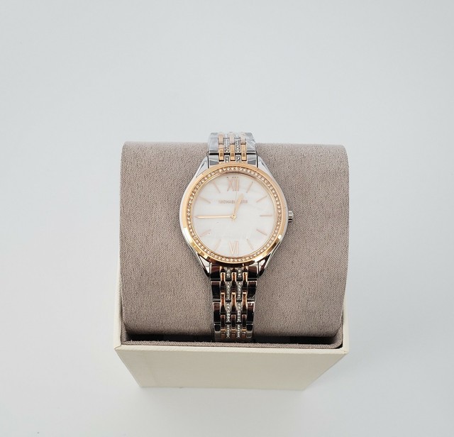 Michael Kors Mindy Three Handed 2 Tone Stainless Steel Women's Watch ...