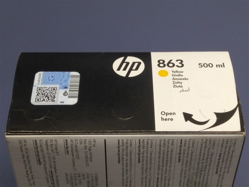 HP 863 PageWide XL 500ml YELLOW Ink Cartridge F9K39A EXP 03/2023 | eBay