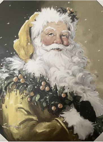 Gold Canvas Santa ClausPrint Susan Comish 22x28” Large Christmas Dollar ...