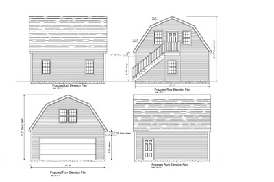 24'X24'- 24'X24' GARAGE PLANS GAMBREL ROOF 2 CAR PLANS 23-2424-GMB-12 ...