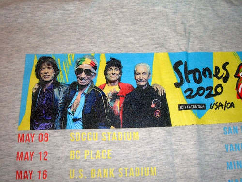 2020 The Rolling Stones Size 4XL No Filter Concert Tour T Shirt 2-Sided ...