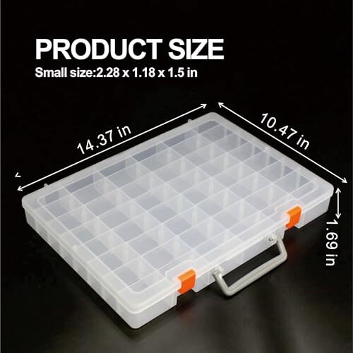 Large 48-Grid Transparent Plastic Organizer Box with Dividers ...