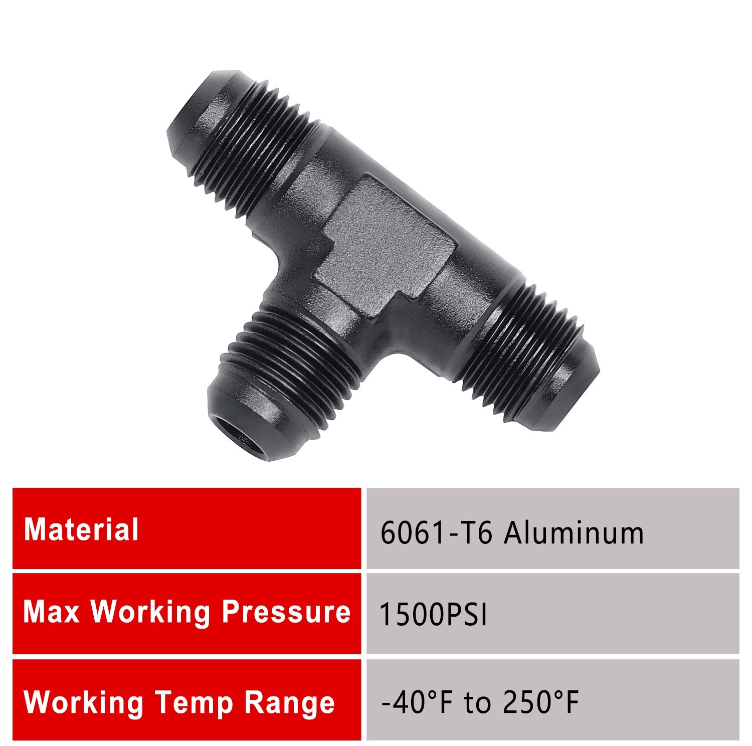 LokoCar 6AN Male Flare Tee Fitting Adapter, Black Anodized T Fuel Hose ...