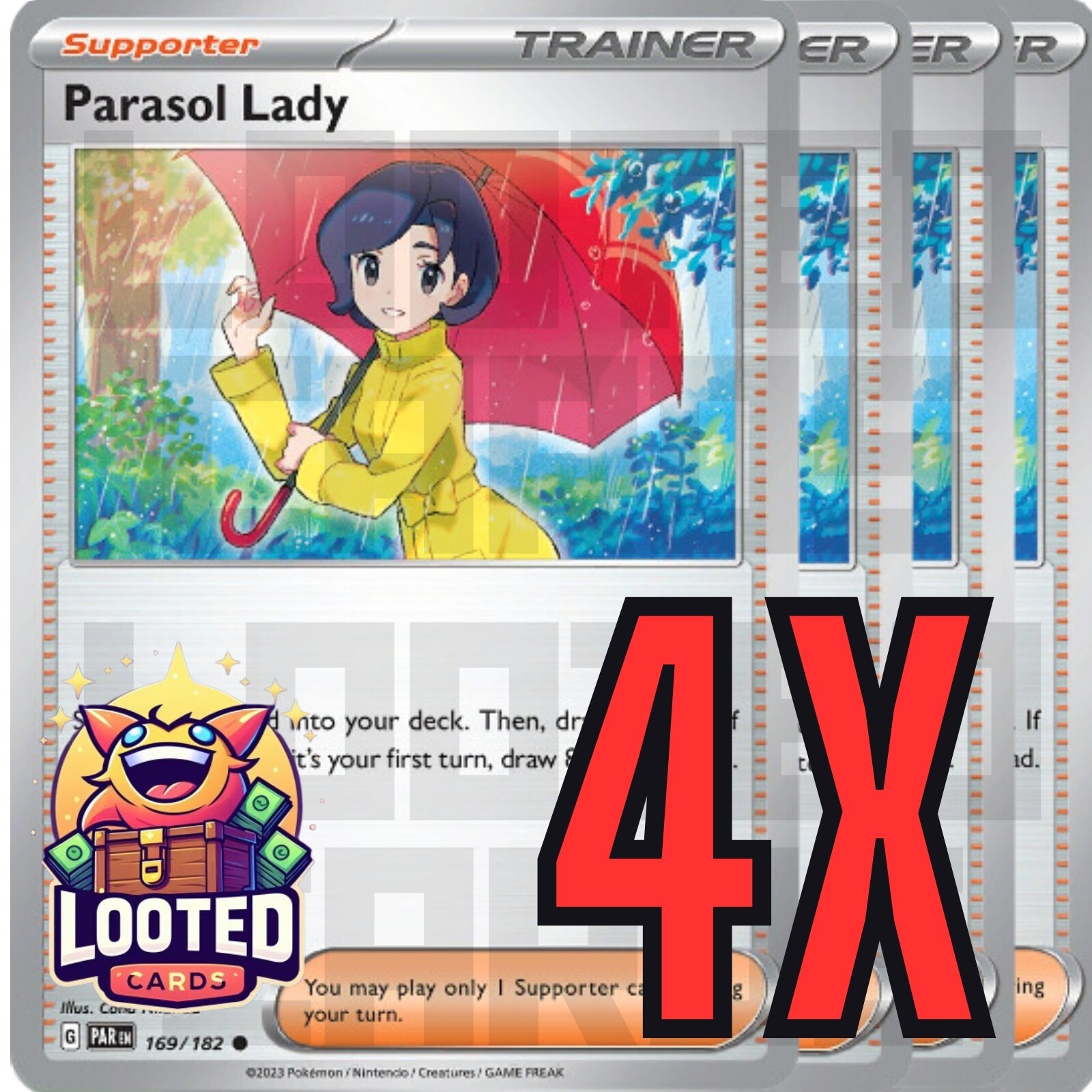 4x Parasol Lady 169/182 x4 - Paradox Rift - Pokemon TCG - Non Holo - NM ...