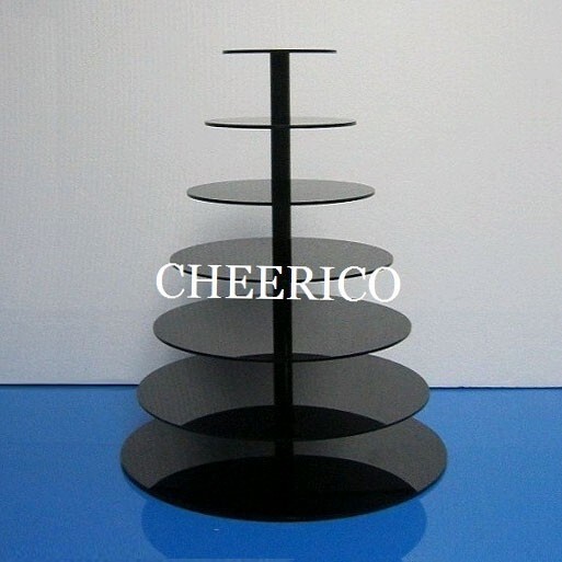 7 Tier Black Round Acrylic Cupcake Stands Cup Cake Stand Cheerico ...