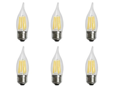 LED B10 Flame Tip Filament Bulbs, E26 Medium Base, 40W Equivalent ...