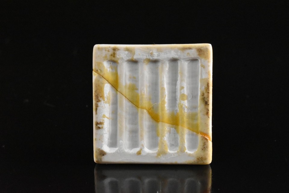 T1640: Japanese Kutani-ware Colored porcelain LID REST/Stand 5pcs, w ...