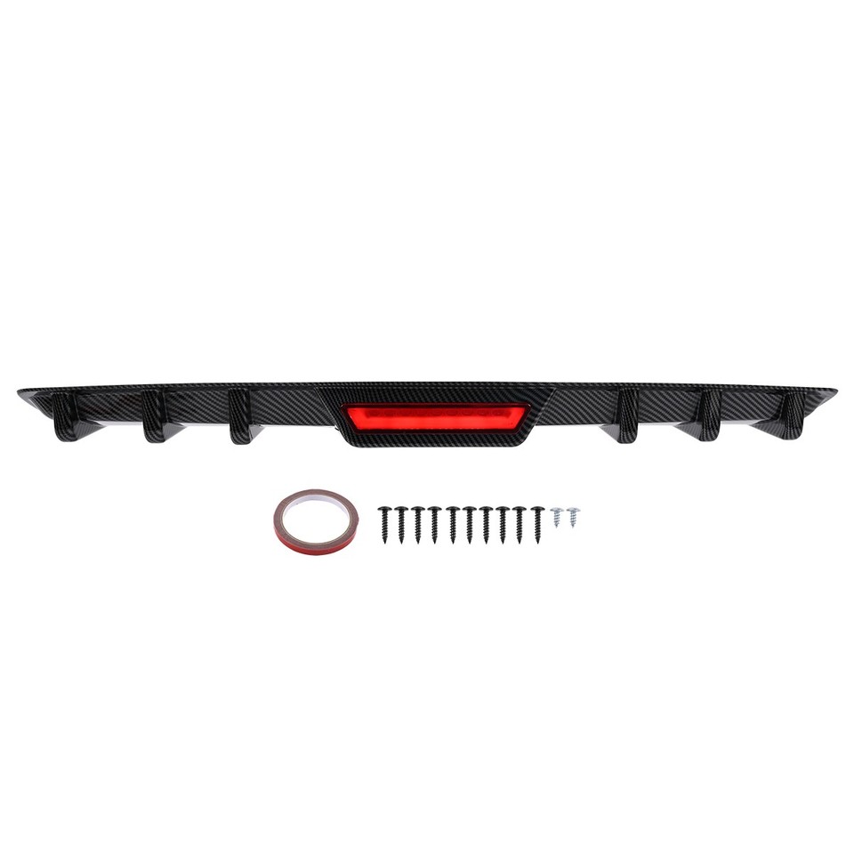 Carbon ABS Rear Bumper Diffuser Spoiler Splitter w/ LED Light For Acura ...