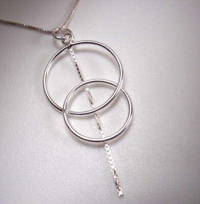 Double Circles and Chain Intersecting 925 Sterling Silver Pendant | eBay