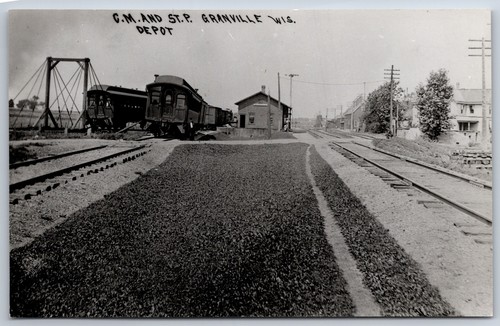 Granville Wisconsin~CM&STP Railroad Depot~Trains~1940s RPPC | eBay