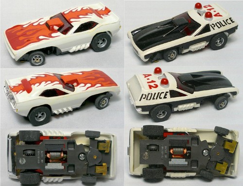 2pc Aurora AFX G+ Screecher Magna Steering Super Barracuda +Police Vega ...