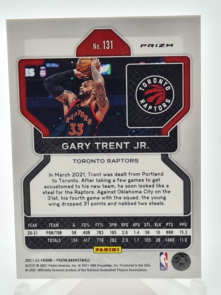Gary Trent JR. 2021-22 Panini Prizm Cracked Ice Prizm #131 Toronto ...