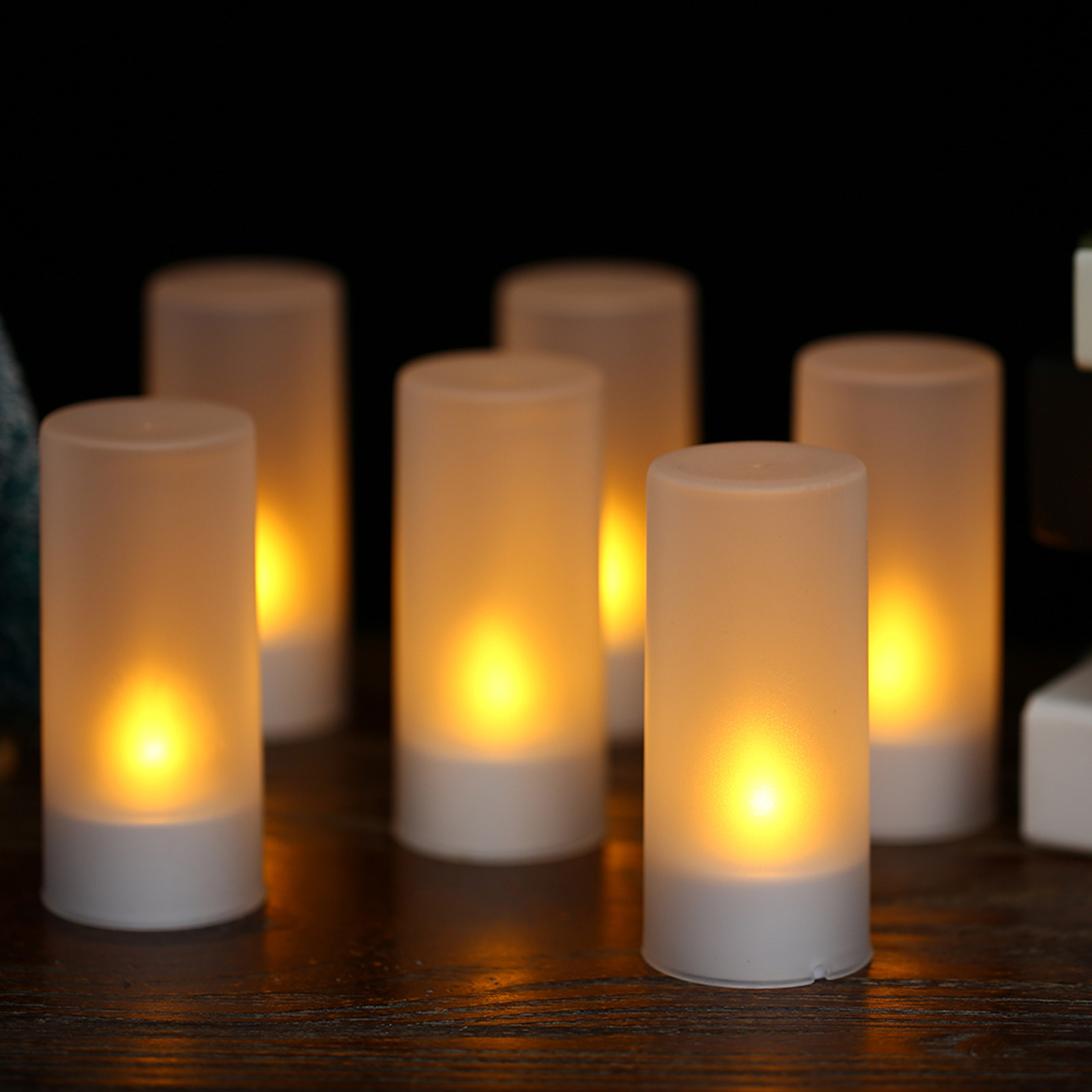 6pcs/set Rechargeable Flickering Flameless Candles Tealight Candles ...