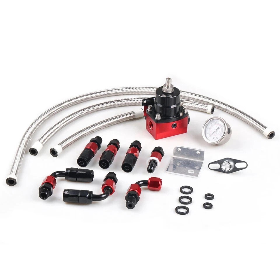 Racing Adjustable Fuel Pressure Regulator Kit 100psi Oil Press Gauge ...