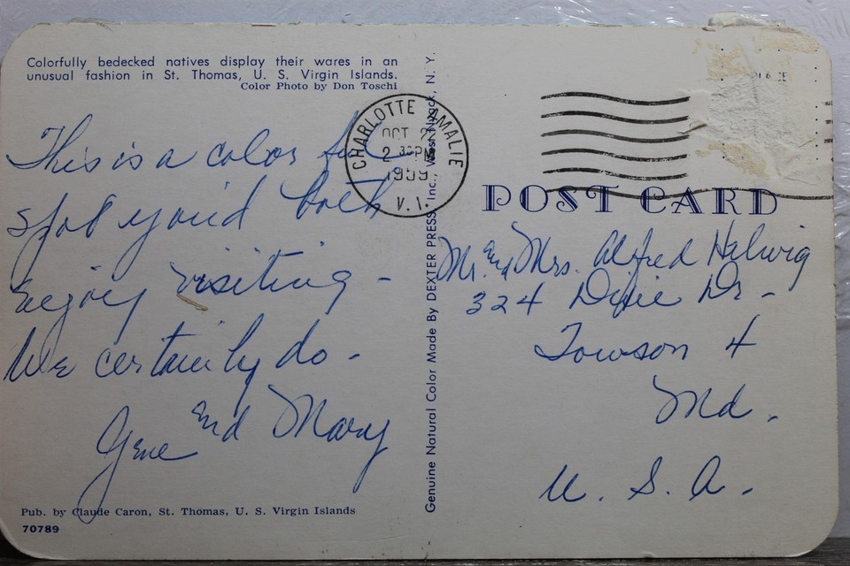 US Virgin Islands St Thomas Natives Market Postcard Old Vintage Card ...