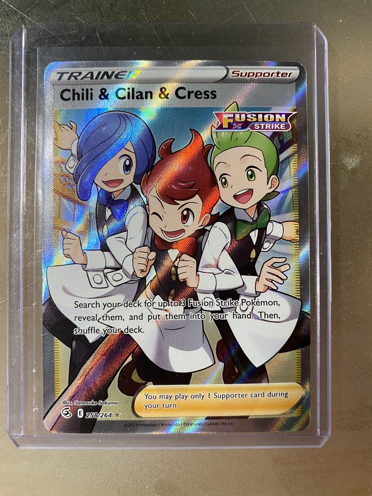 Chili & Cilan & Cress 258/264 Full Art Trainer Pokemon Fusion Strike NM ...