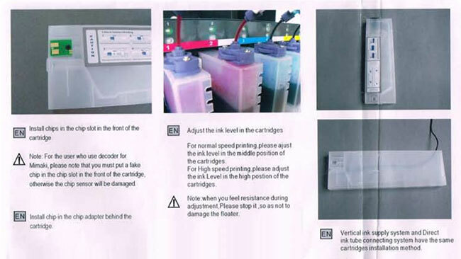 Roland Bulk Ink System -4 Bottles 4 Cartridges for FJ540/FJ740/SP540 ...