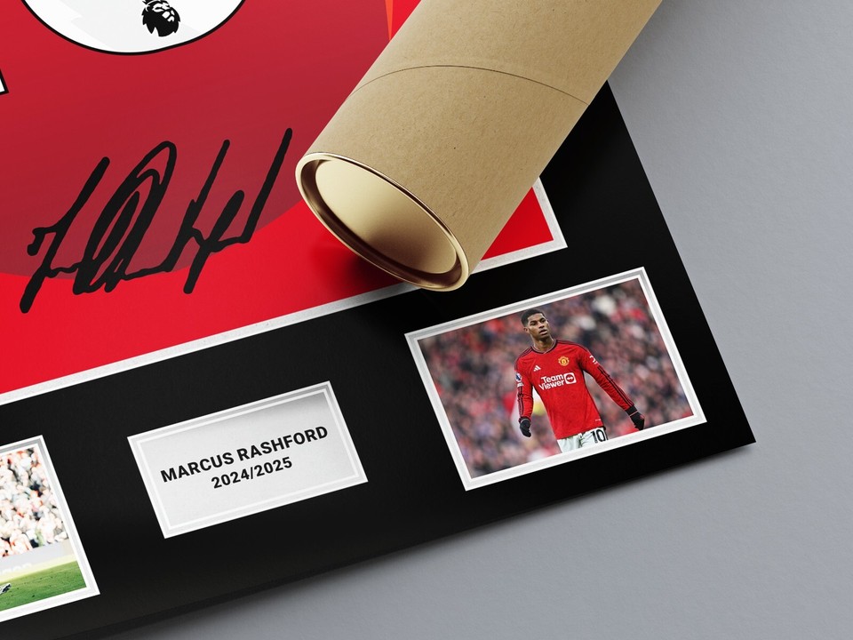 Marcus Rashford Signed Photo Print Autograph United 2024 2025 Shirt ...