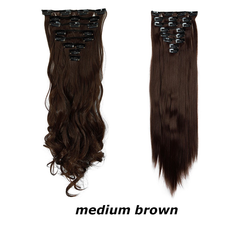 Mega Thick 18Clips Clip in Full Head Hair Extensions Extension As Human ...