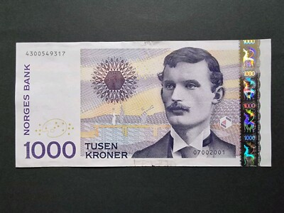 NORWAY 1000 KRONER P52 2001 EUROPE NORWEGIAN MONEY BILL BANK NOTE | eBay