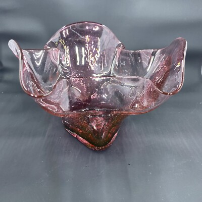 BEAUTIFUL JERRY HOVANEC 1996 ART STUDIO GLASS SIGNED VASE BOWL ABSTRACT ...