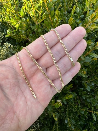 Men's Ladies Solid 14k Yellow Gold Micro 1.5-3mm Miami Cuban Link Chain ...