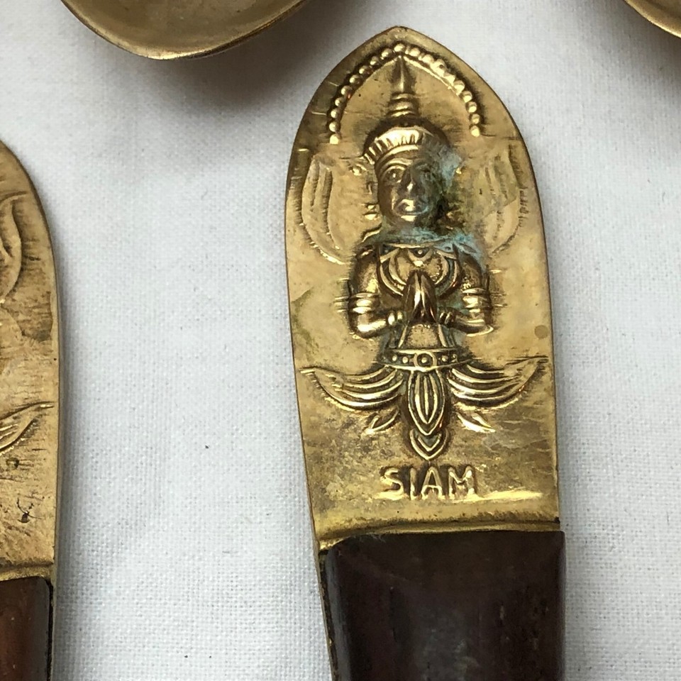 18 Piece Siam Brass Silverware Cutlery Horsdoeuvre Forks Nut Spoon ...