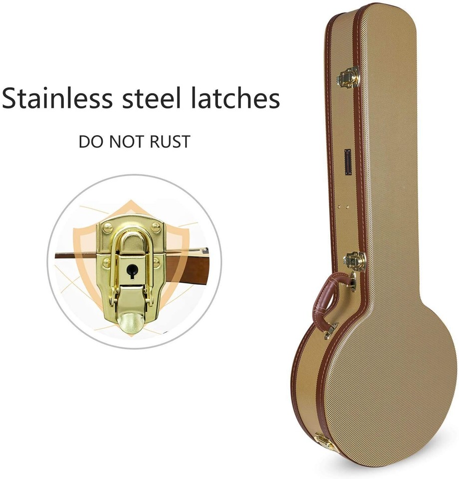 Crossrock Banjo Case, 5 String Resonator Banjo Box,Vintage Bluegrass ...