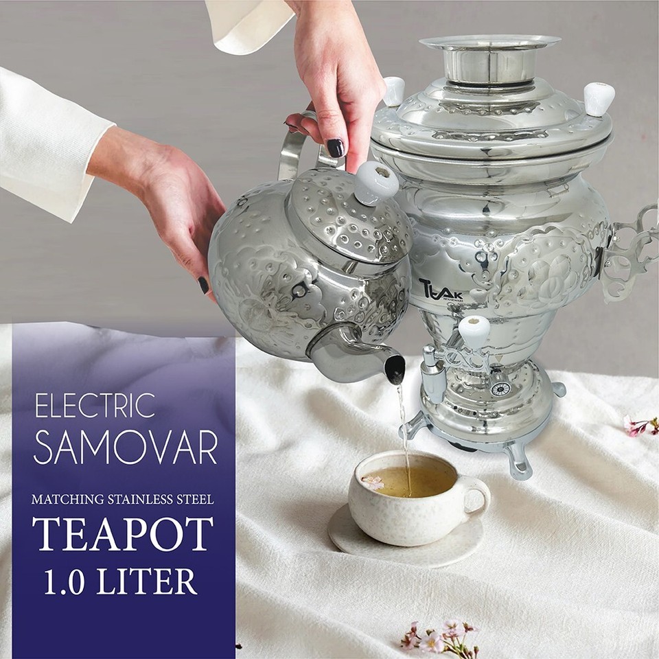 Electric Stainless Steel Samovar Pot (1 liter) and (5.0 Liters) Silver ...