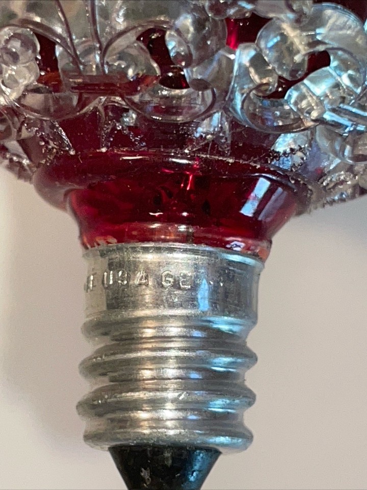 Vtg Xmas GE General Electric Acrylic Snowflake Filigree RED C7 Light ...