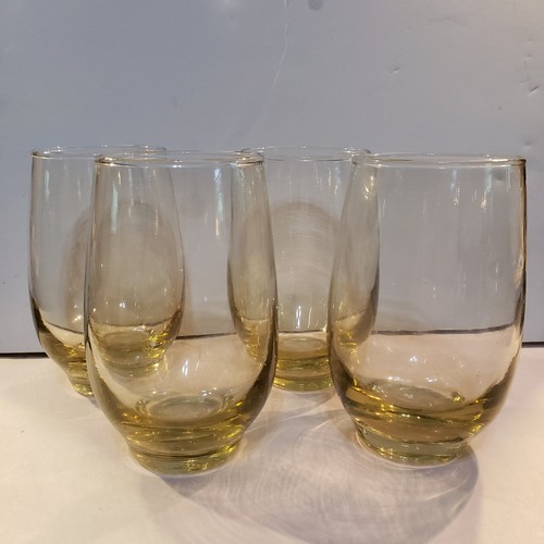 Libbey Golden Yellow Roly Poly 16 Ounce Midcentury Modern Set Of 4 | eBay