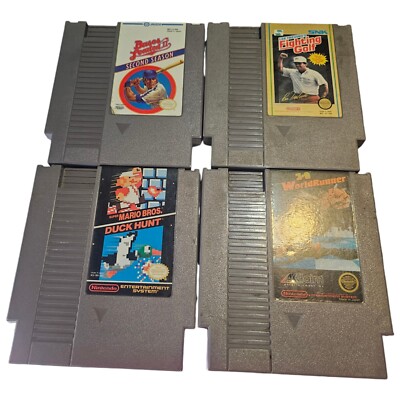 Original Nintendo NES Games Lot Of 4 Duck Hunt Super Mario WorldRunner ...
