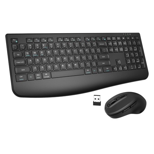 Wireless Keyboard and Mouse Combo 2.4GHz Rechargeable Ergonomic ...