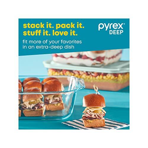 Pyrex Deep Glass Baking Dish with Plastic Lid, Deep Casserole Assorted ...