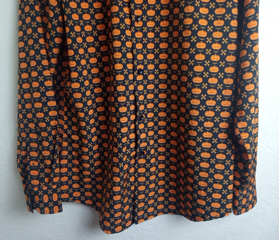 Tom Baine Halloween Collection Slim Fit Men's Orange Black Shirt Size M ...