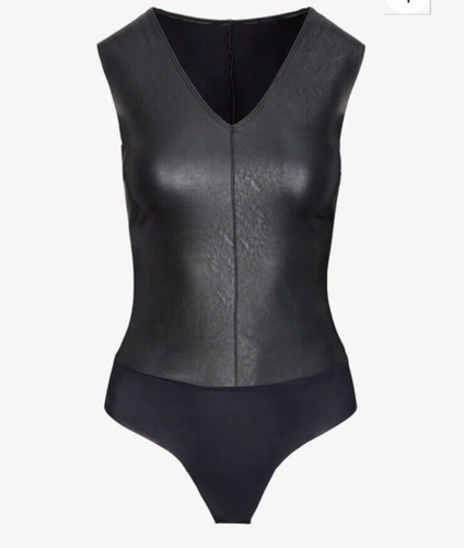 Commando Faux Leather Sleeveless Deep V-Neck Bodysuit Medium NWT | eBay