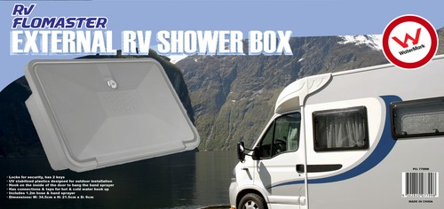 RV FLOMASTER EXTERNAL SHOWER BOX WHITE WATERMARKED CARAVAN MOTORHOME ...