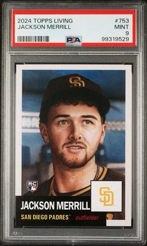 2024 Topps Living Jackson Merrill #753 Rookie Card Padres PSA Mint 9 | eBay