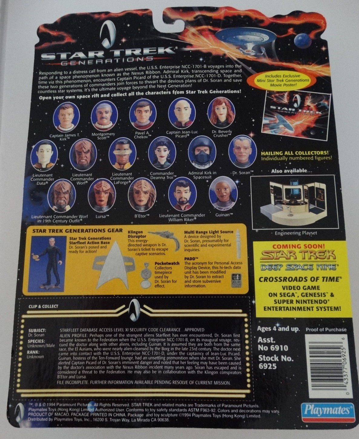 1994 Star Trek Generations Dr Soran Playmates Action Figure 43377069256 ...