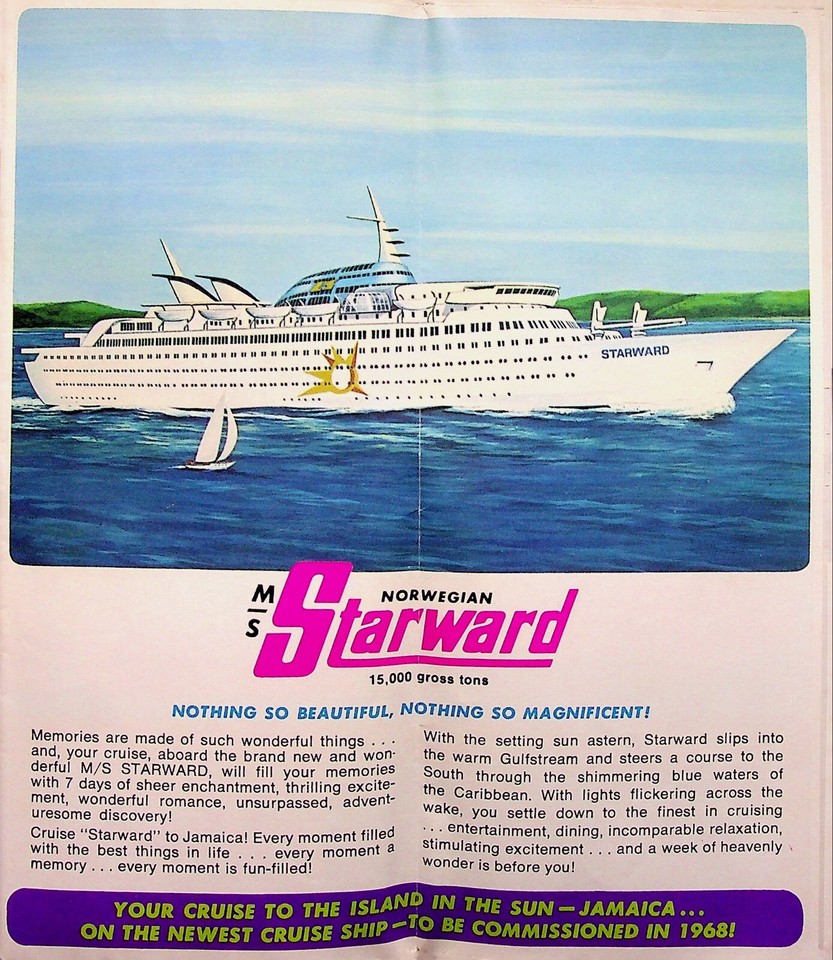 Vtg MS Starward Norwegian Caribbean Lines Cruise Ship Brochure Jamaica ...