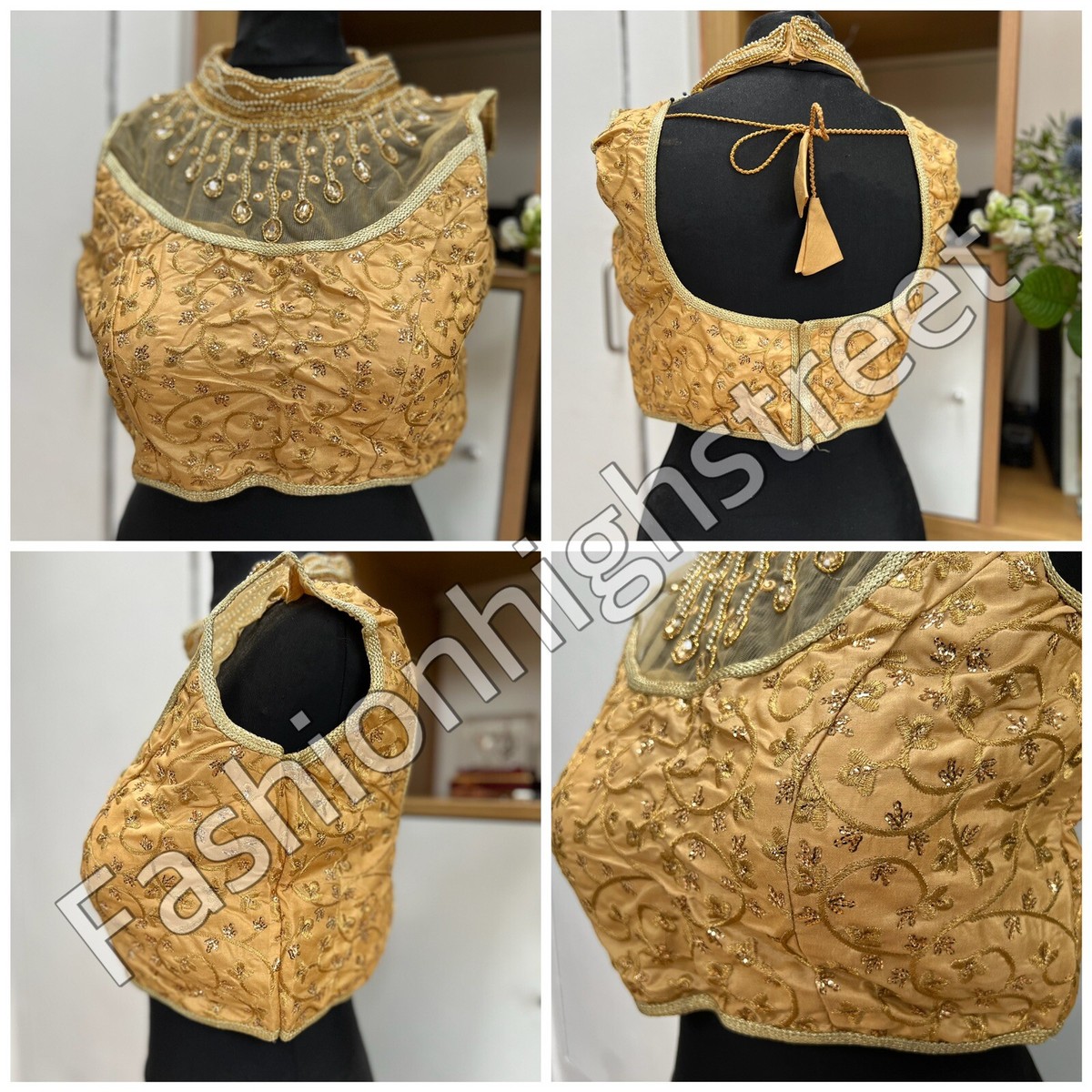 Golden Color Blouse Pattern Shop The Hottest Golden Self Design Blouse