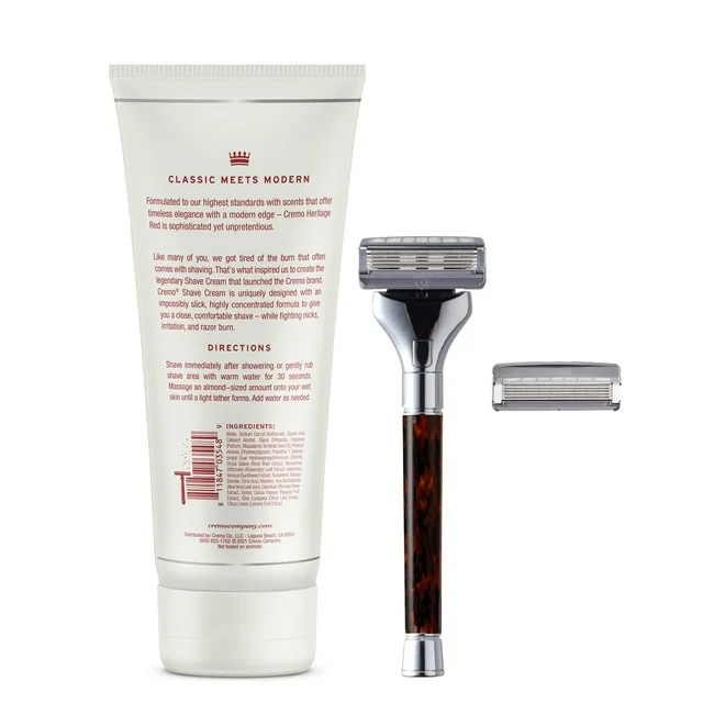 Cremo Company Barber Grade Shave Razor Gift Set Heritage Red Spiced ...