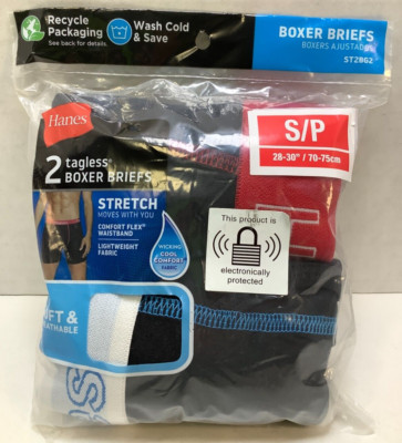 Hanes Tagless Stretch Boxer Briefs, Men's, Small 28-30”, 2 Pair | eBay