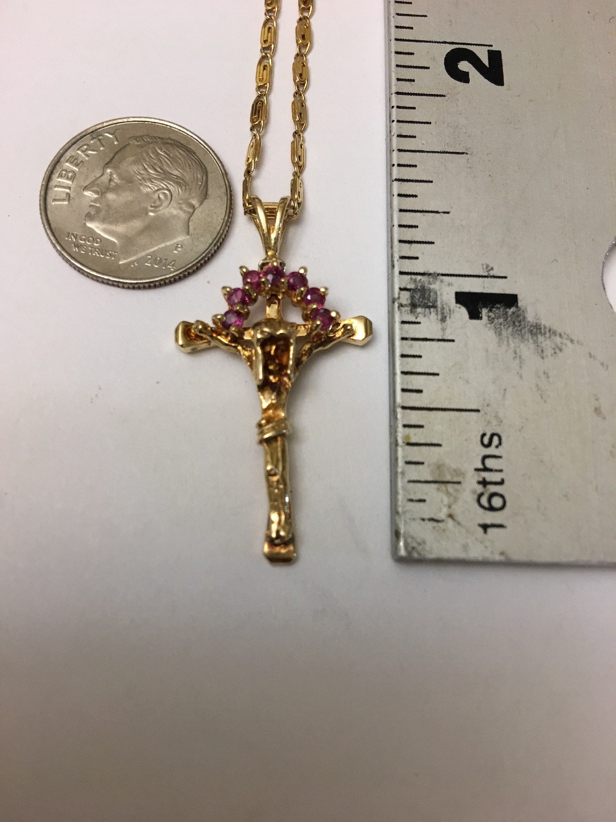 Vintage 14k Gold Ruby Cross And Chain | eBay