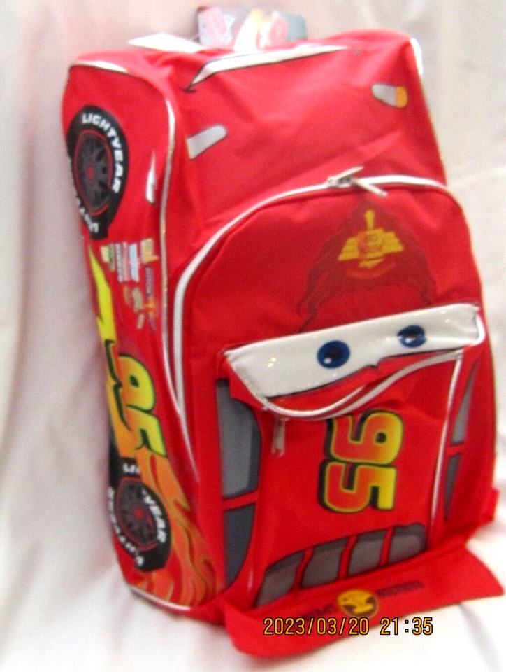 Unisex Lightning McQueen Red 16" Red Backpack with Two Compartments ...